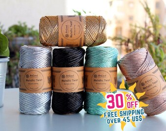 Metallic Macrame Twist 3 Mm Shiny Lurex Macrame Cord 200 Gr 55 Meters ...