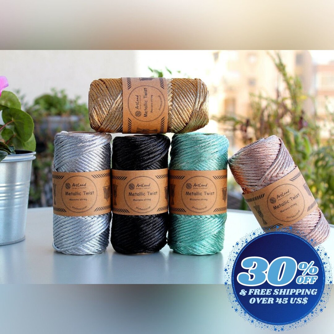Metallic Macrame Twist 3 Mm Shiny Lurex Macrame Cord 200 Gr 55 Meters ...