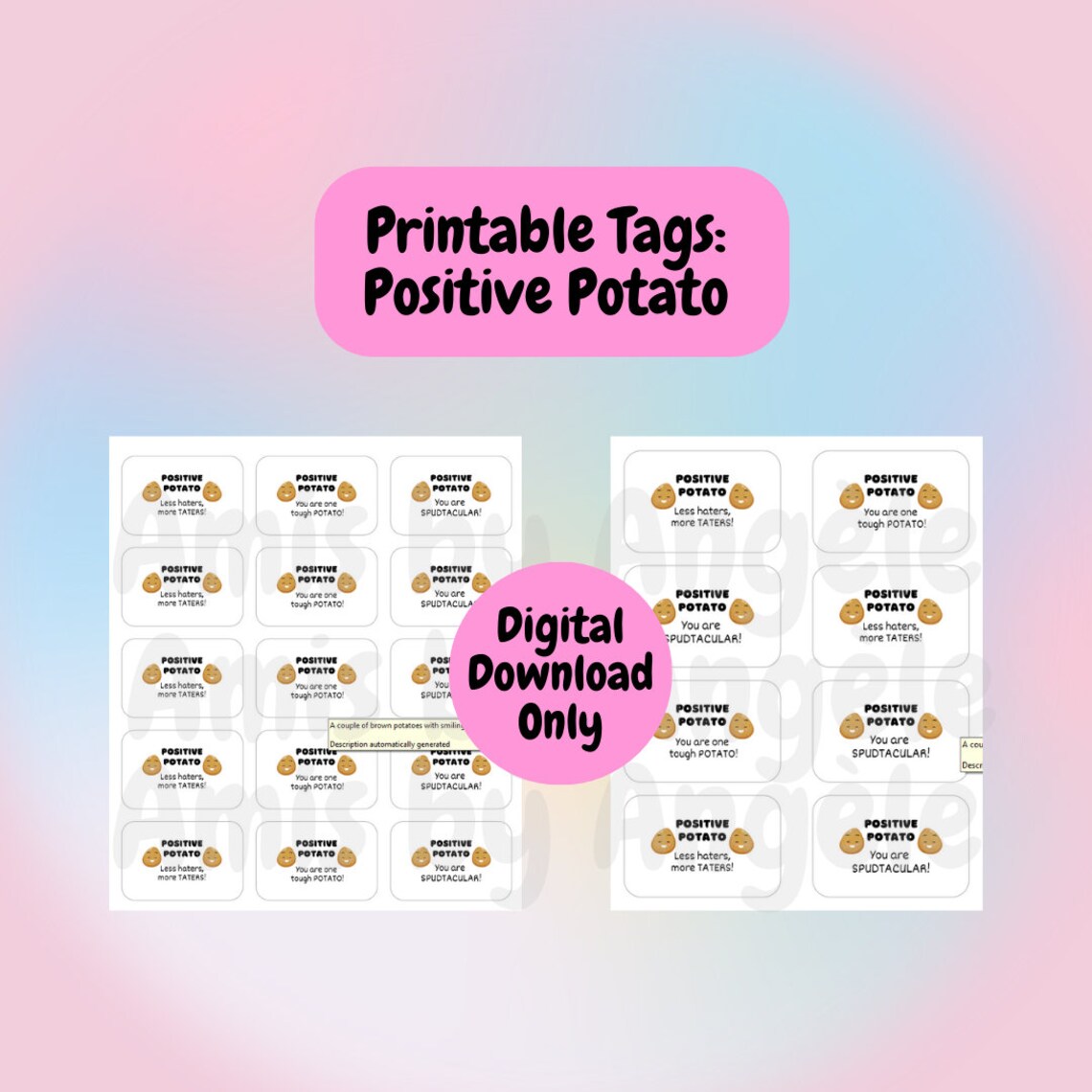 DIGITAL - Signs/tags - Positive Potato (emotional Support Potato) - Etsy