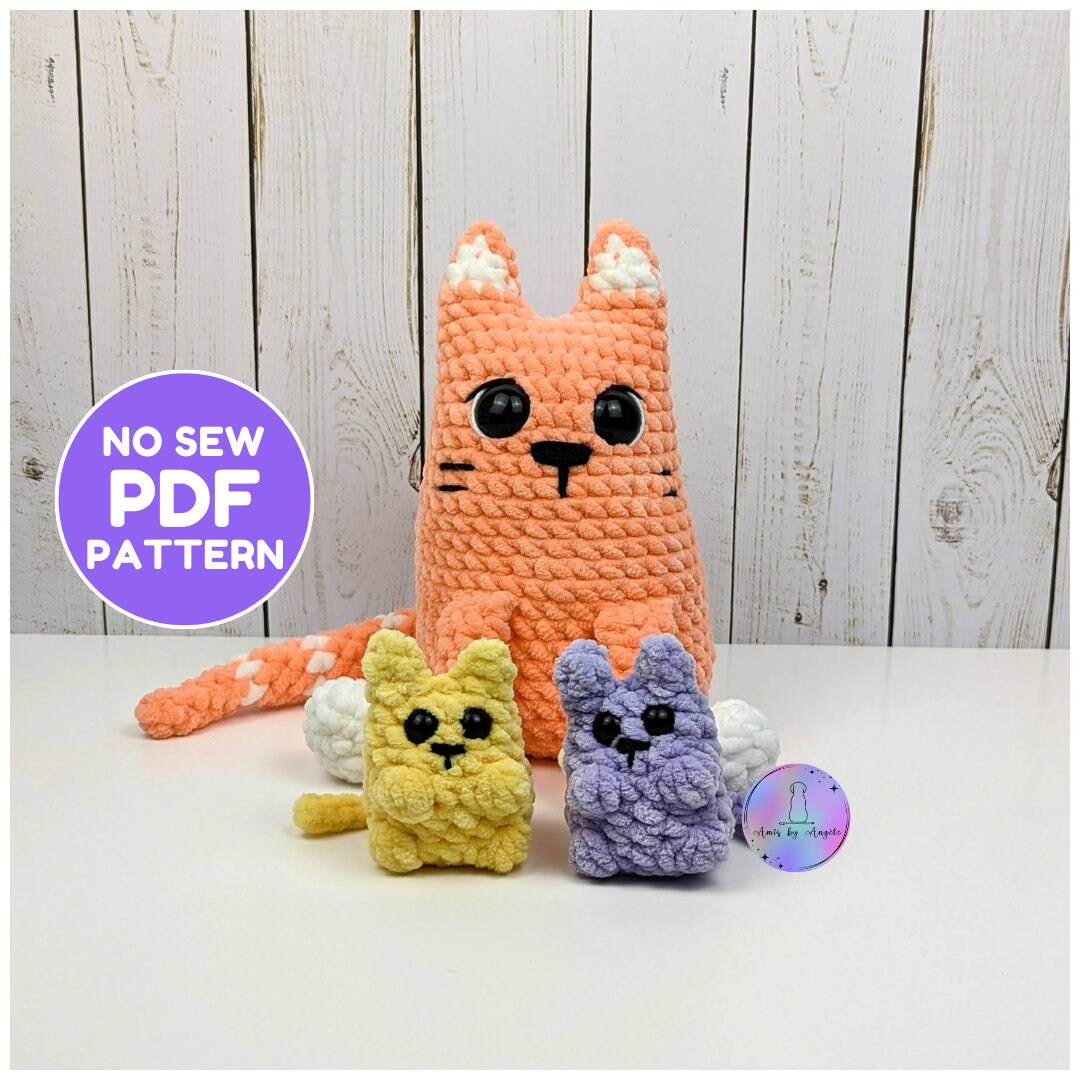 No-sew Crochet PATTERN - Chloe and the Kittens (kittens Fit Inside ...