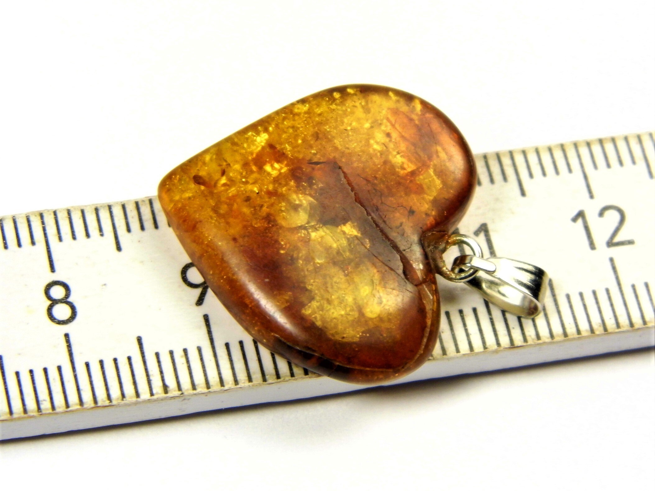 Baltic Amber heart shape pendant natural genuine stone gemstone 1.8 ...