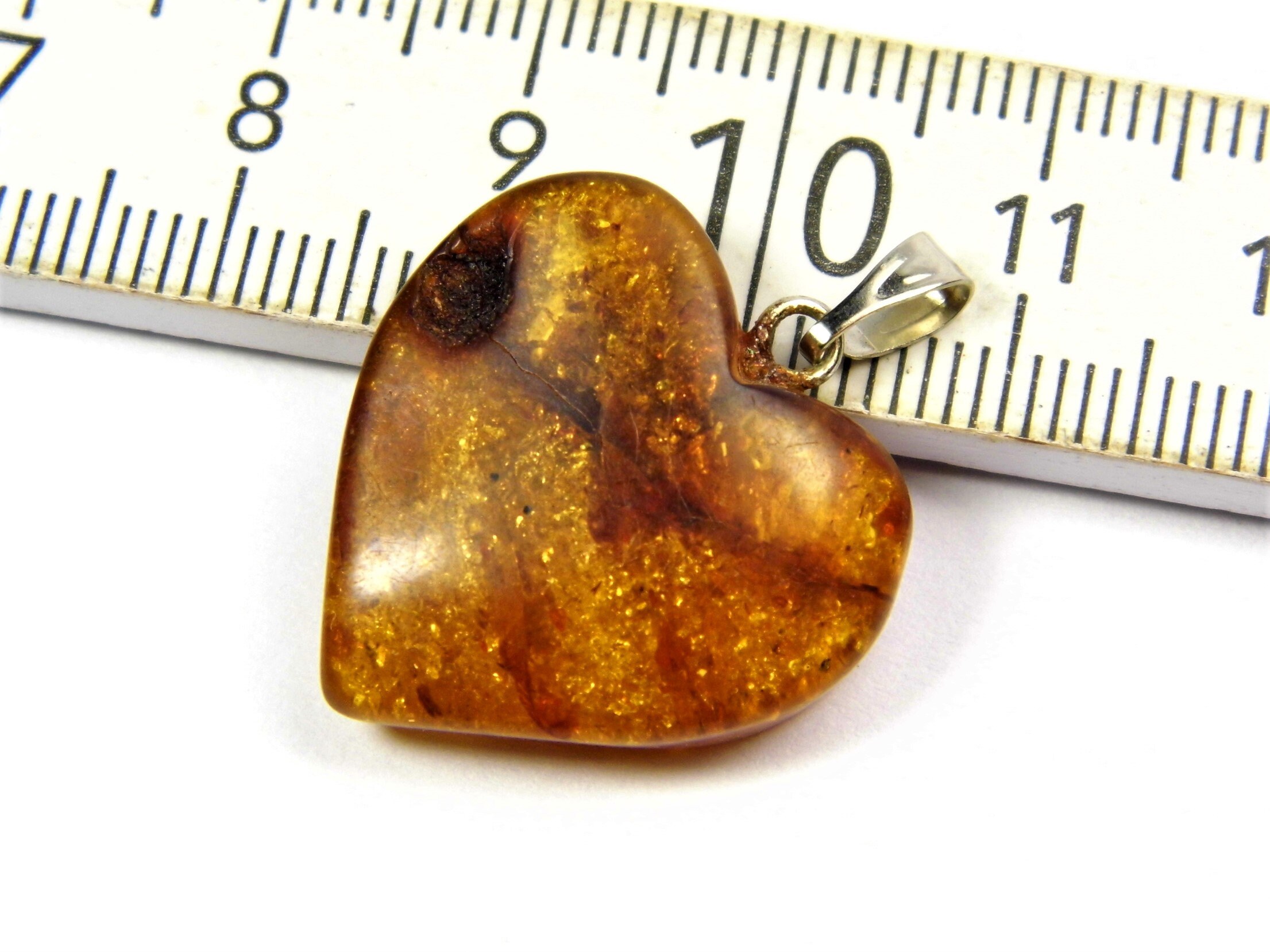 Baltic Amber heart shape pendant natural genuine stone gemstone 1.8 ...