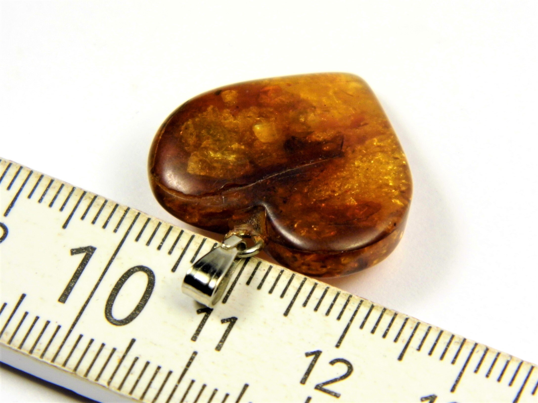 Baltic Amber heart shape pendant natural genuine stone gemstone 1.8 ...