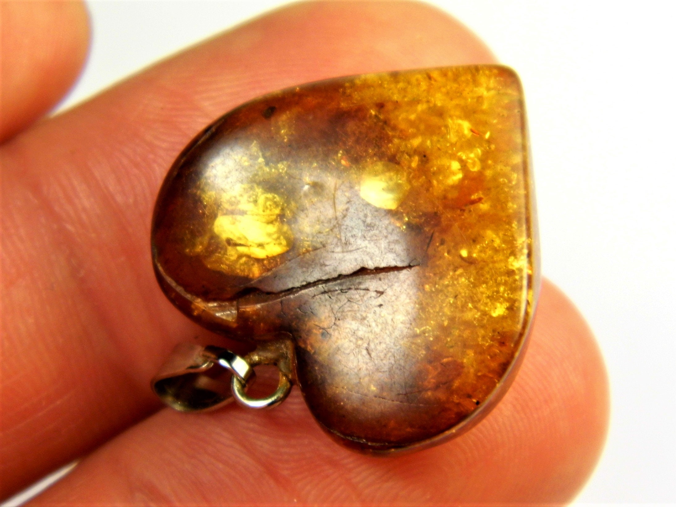 Baltic Amber heart shape pendant natural genuine stone gemstone 1.8 ...