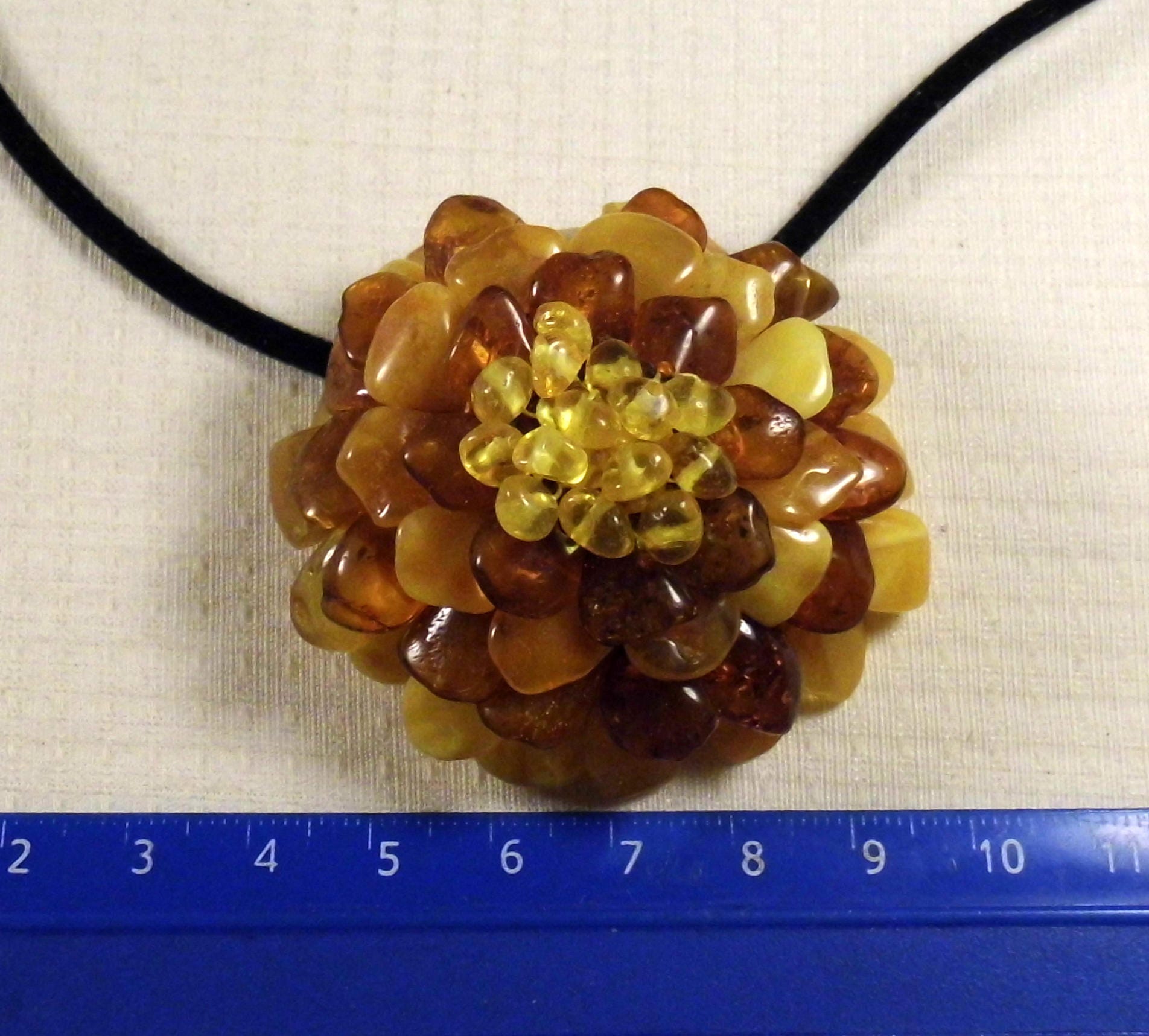 Natural genuine Baltic Amber stones flower shape necklace pendant ...