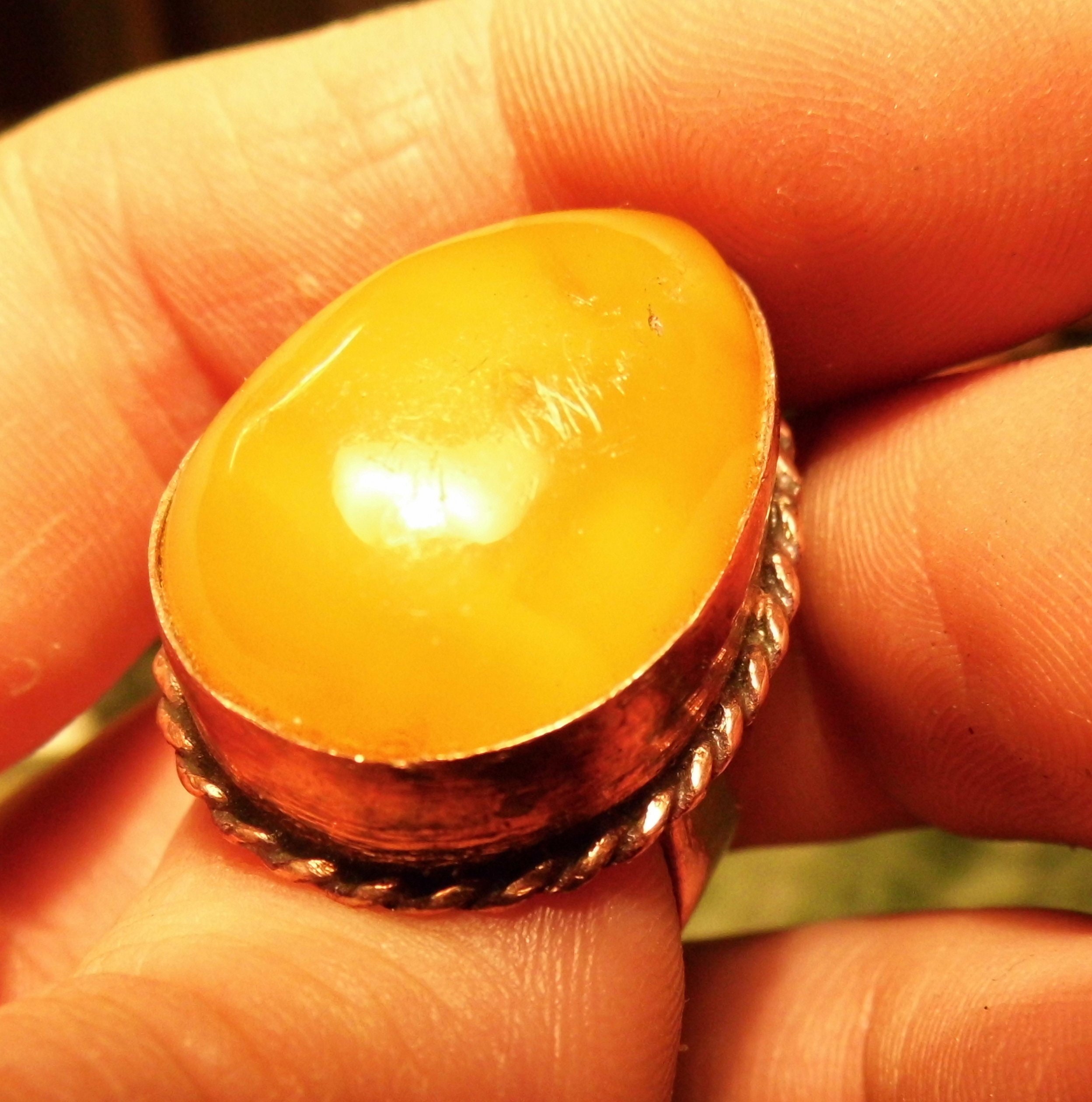 Baltic Amber and Copper hand-made ring old vintage retro natural ...
