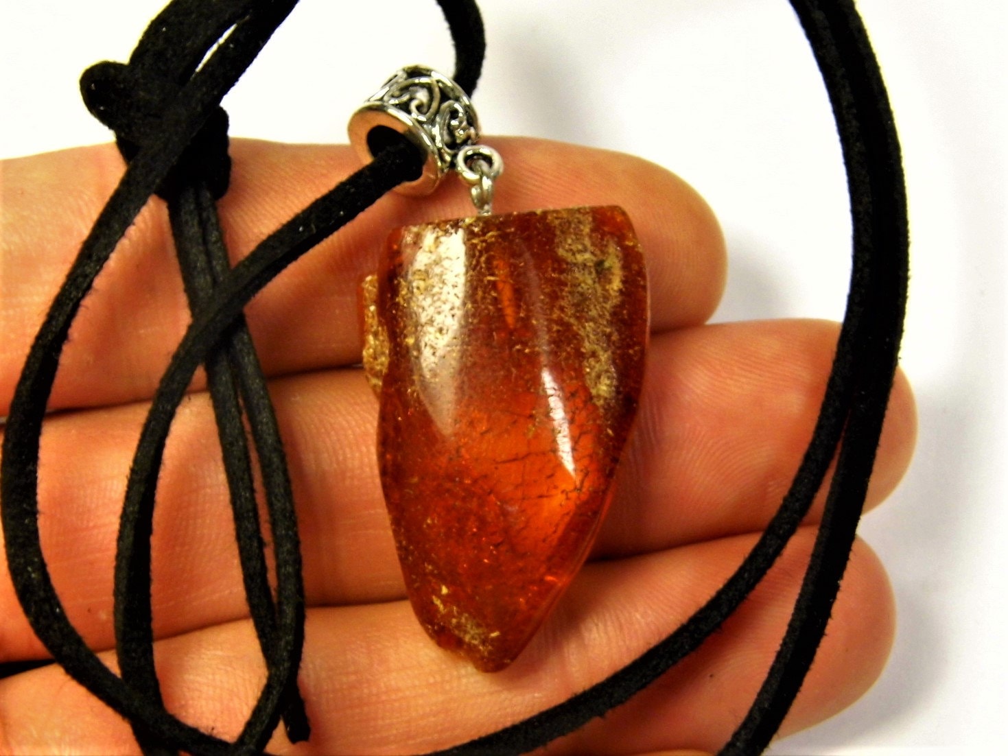 Baltic Amber stone natural genuine polished pendant necklace ...