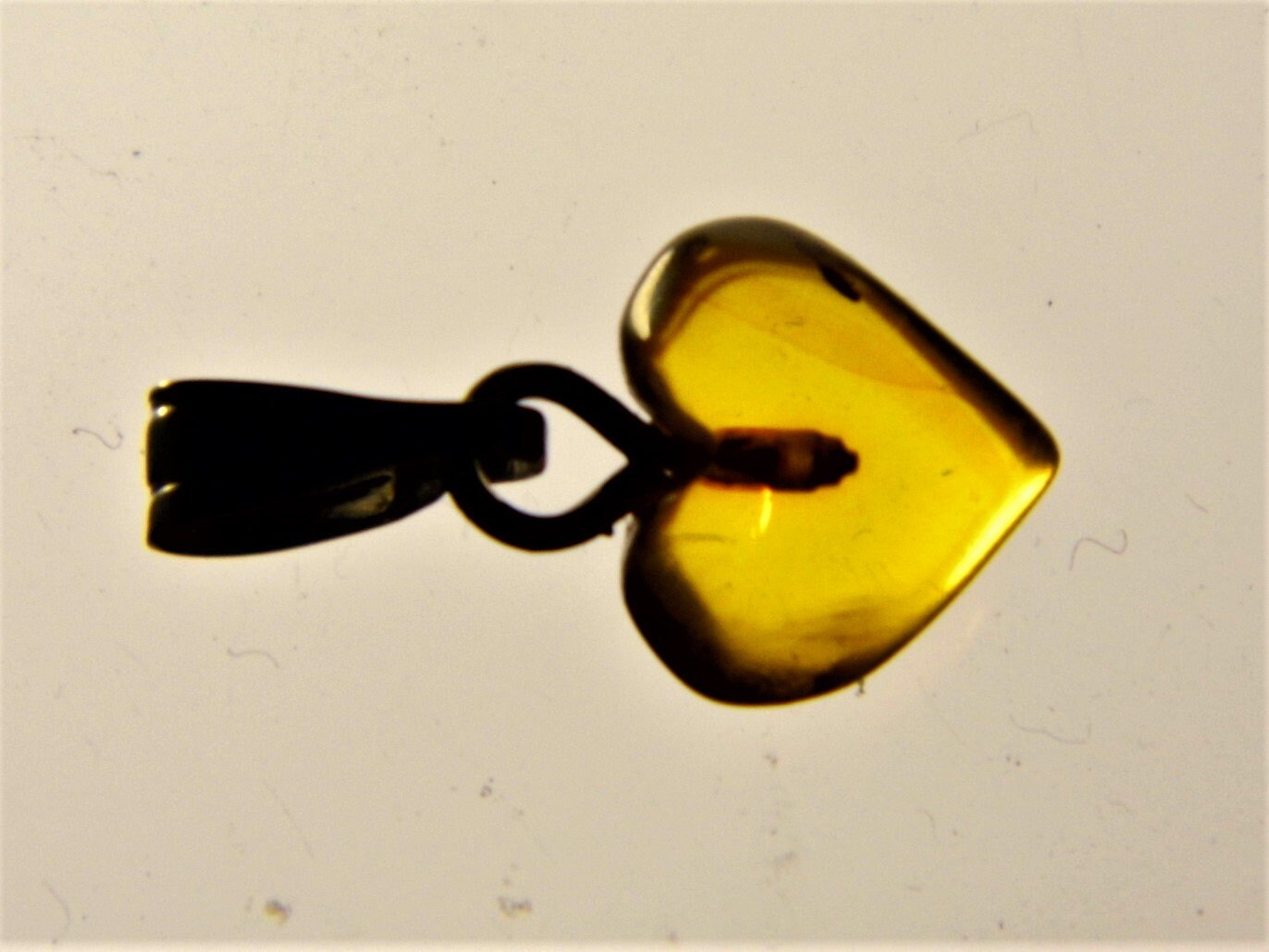 Natural genuine Baltic Amber stone heart shape pendant cognac / honey ...
