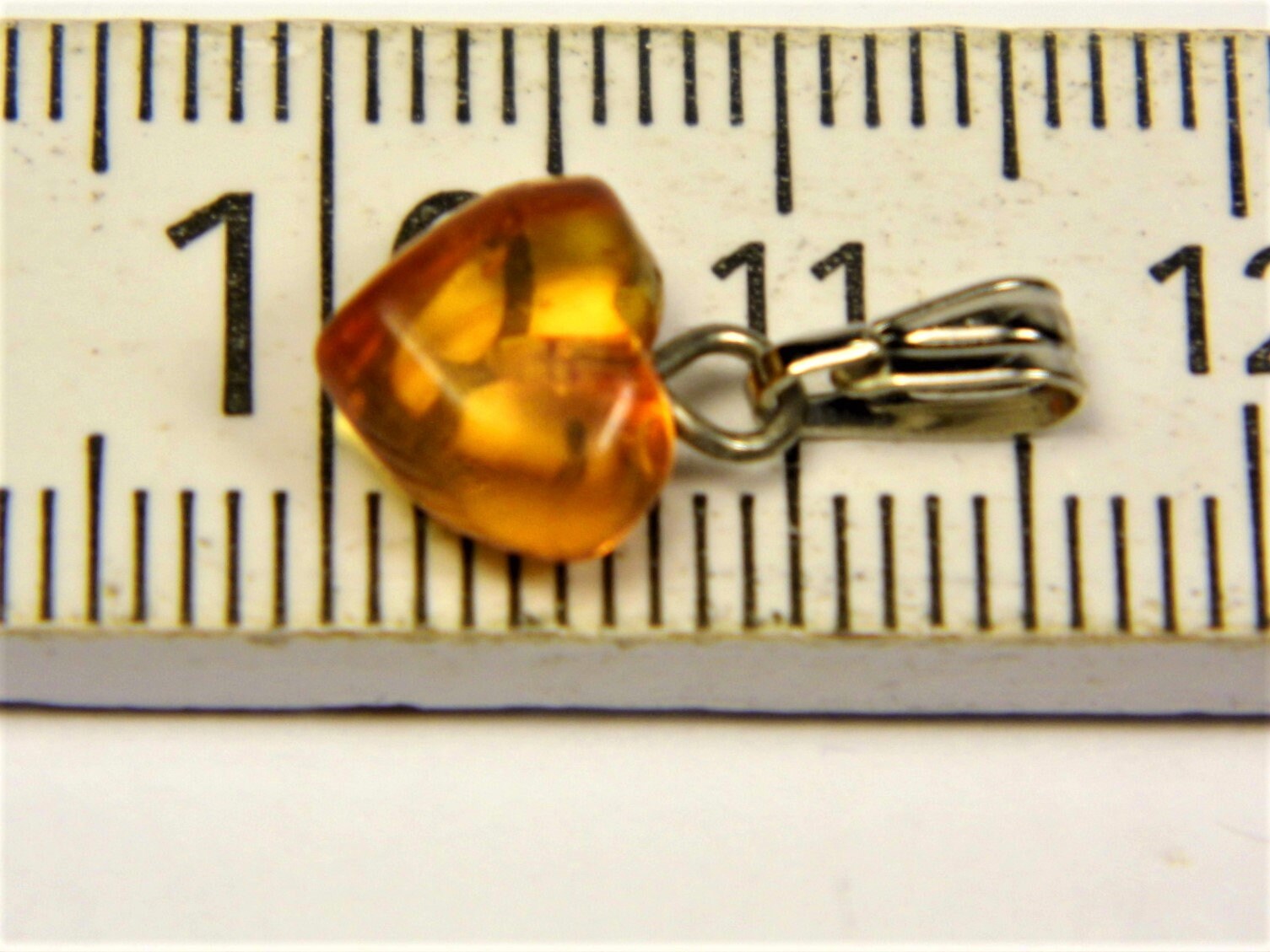 Natural genuine Baltic Amber stone heart shape pendant cognac / honey ...