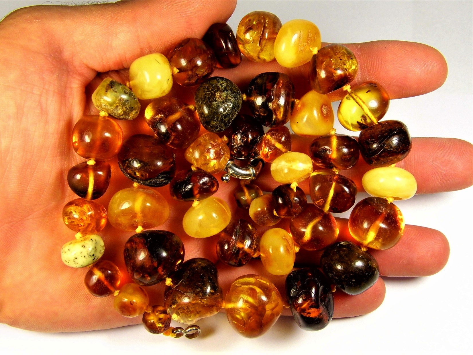 Natural multi-color Baltic Amber genuine gemstone necklace authentic ...