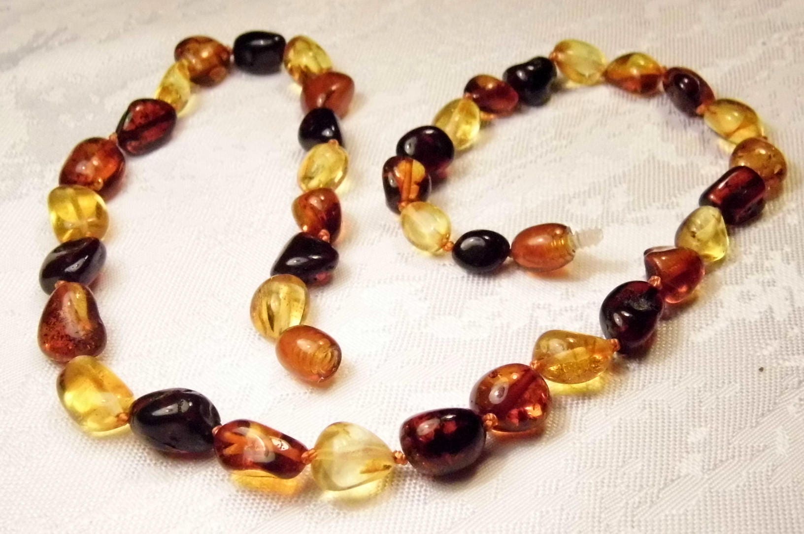 Natural multi-color Baltic Amber genuine gemstone necklace authentic ...