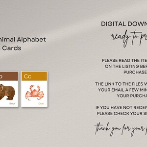 Minimalist Animal Alphabet Flash Cards Printable Learning - Etsy