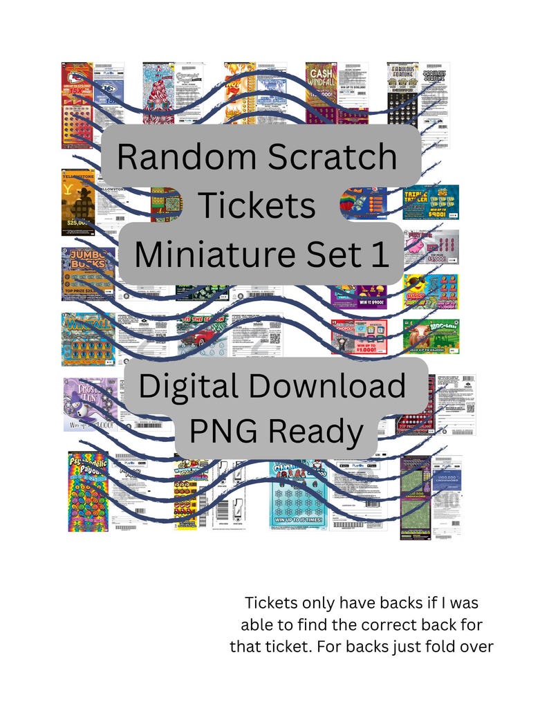 2025 Scratch Tickets Random Miniatures Set 1,miniatures, Digital File ...