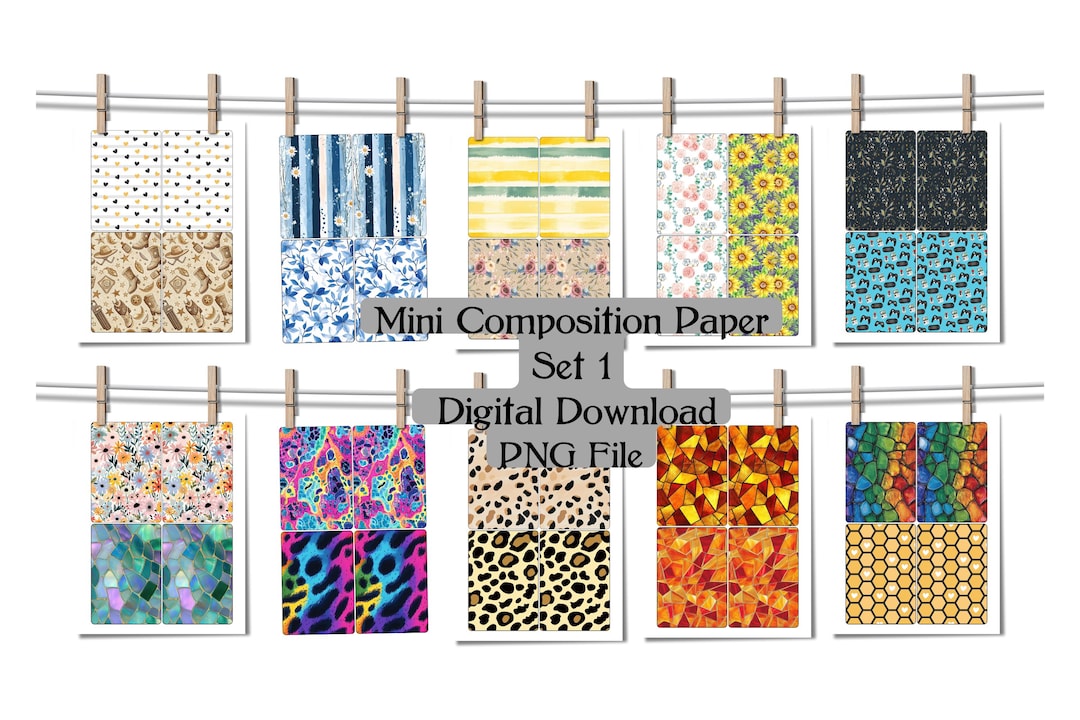 20 Mini Composition Book Covers Set 1, PNG File, Digital Download ...