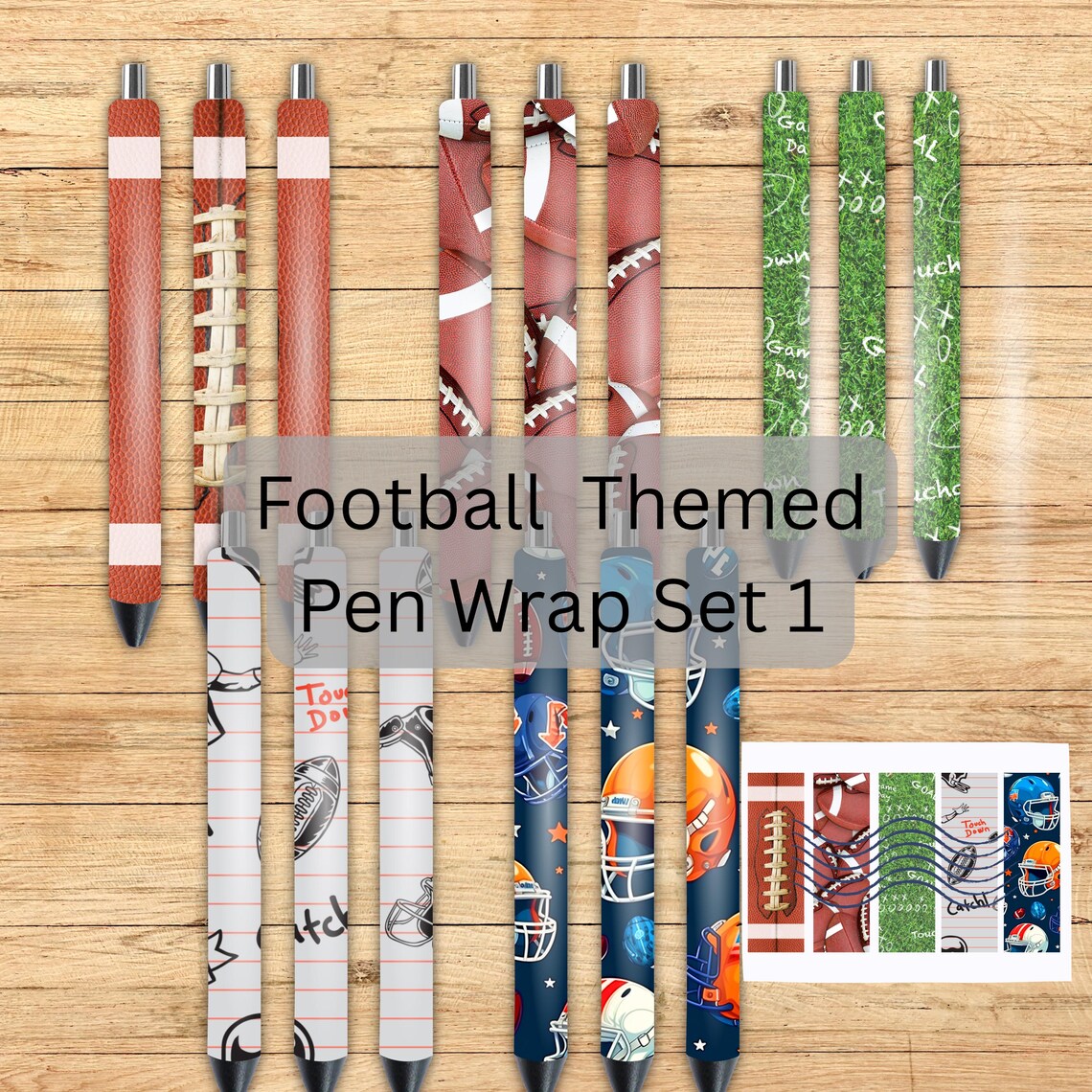 Football Pen Wraps Set 1, Epoxy Pen Wraps, Digital File, Digital ...