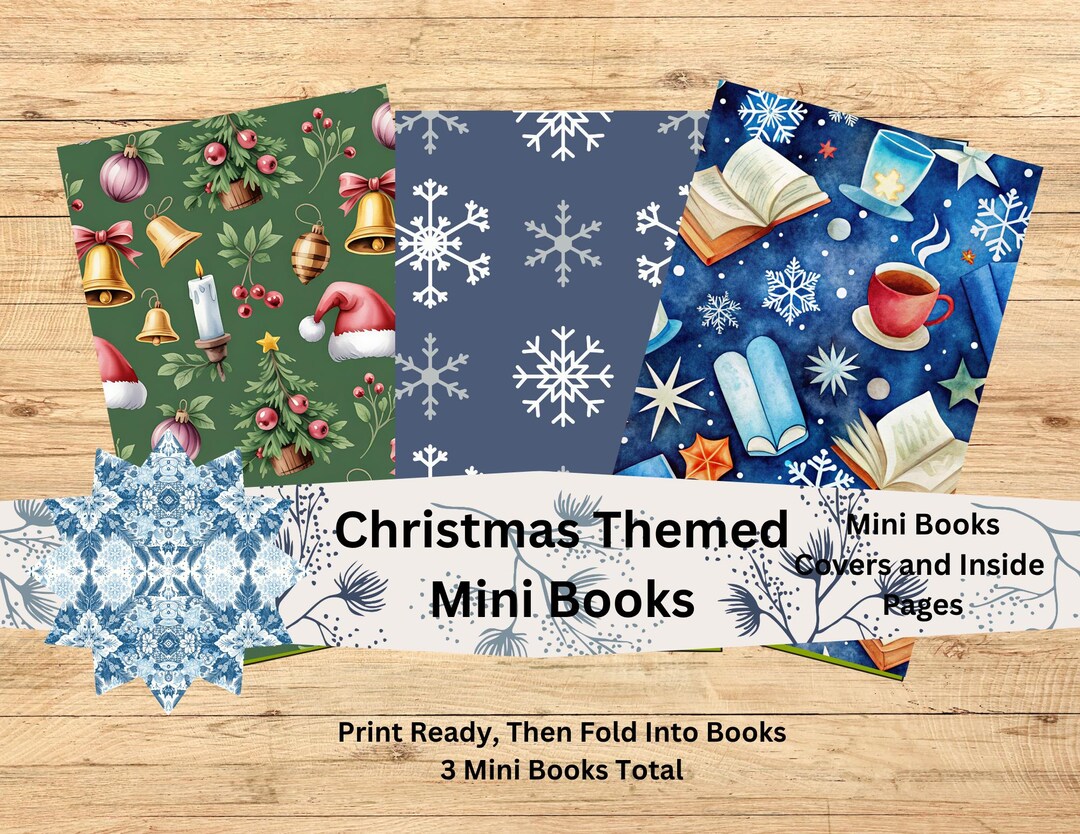 3 Christmas Themed Mini Books Set 1, PNG File, Digital Download ...