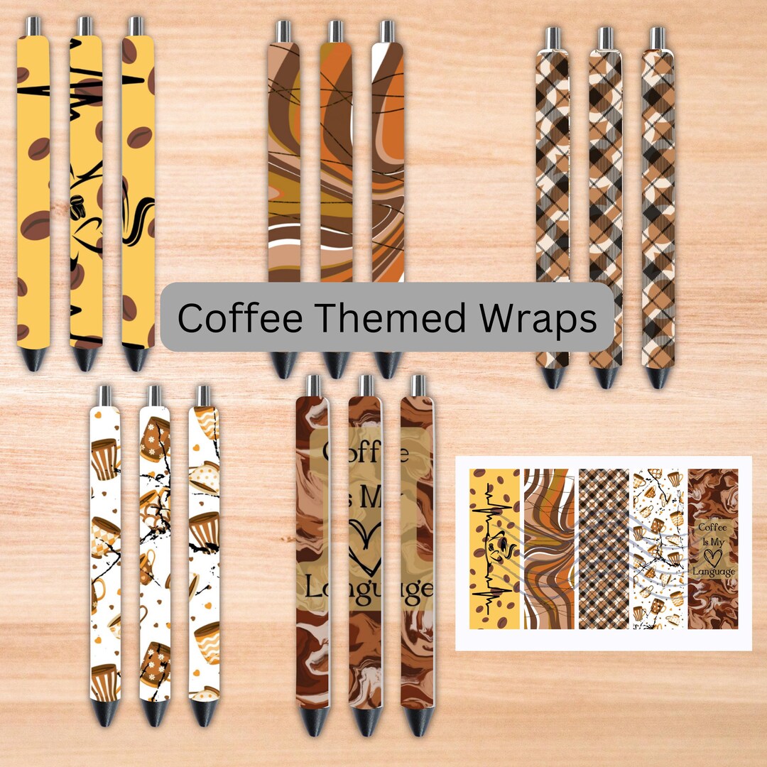 Coffee Themed Pen Wraps Set 1, Epoxy Pen Wraps, Digital File, Digital ...