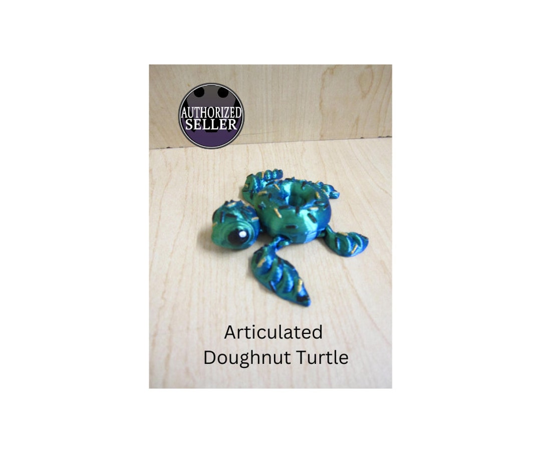 Doughnut Turtle Shiny Green With Sprinkles Black and Gold Hand Painted ...