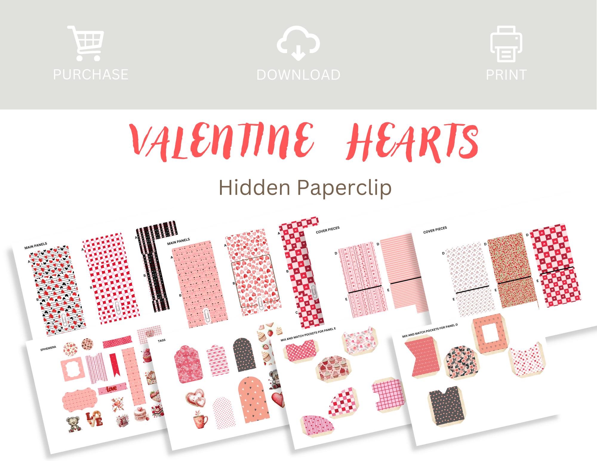 Valentine Hearts Hidden Paperclips, Digital File, Digital Download ...