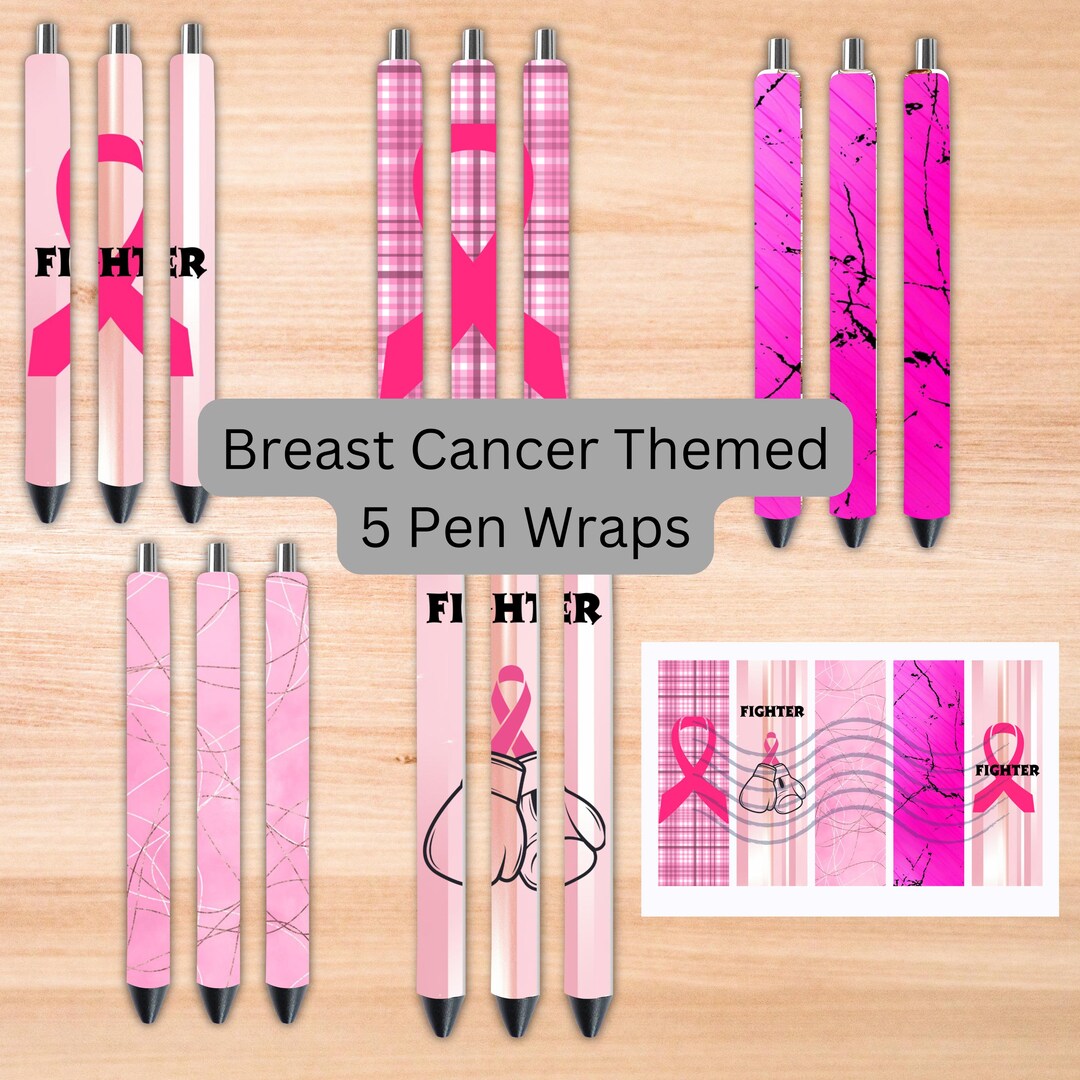Breast Cancer Themed Pen Wraps Set 2, Epoxy Pen Wraps, Digital File ...