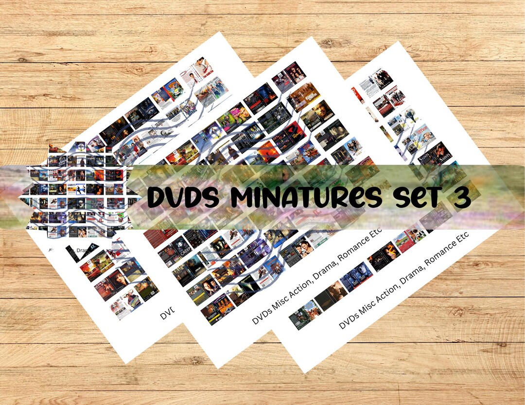 Set 3 100+ Mini Dvd Covers .75 Inch Miniatures, Digital File, Digital ...