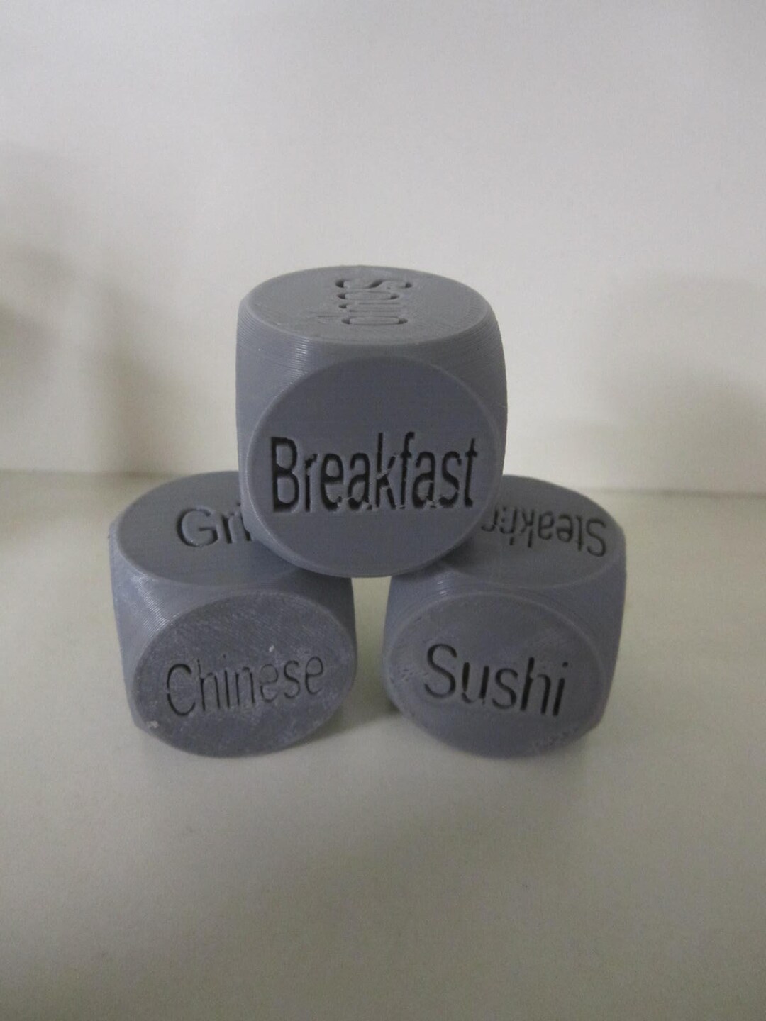 3d Printed Gray Dinner Dice, 3 Pack, New; Roll Your Dinner Options - Etsy