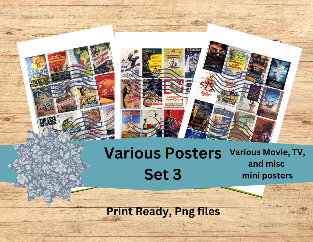 18+ Mini Posters Miniatures Set 3 Miniatures, Digital File, Digital ...