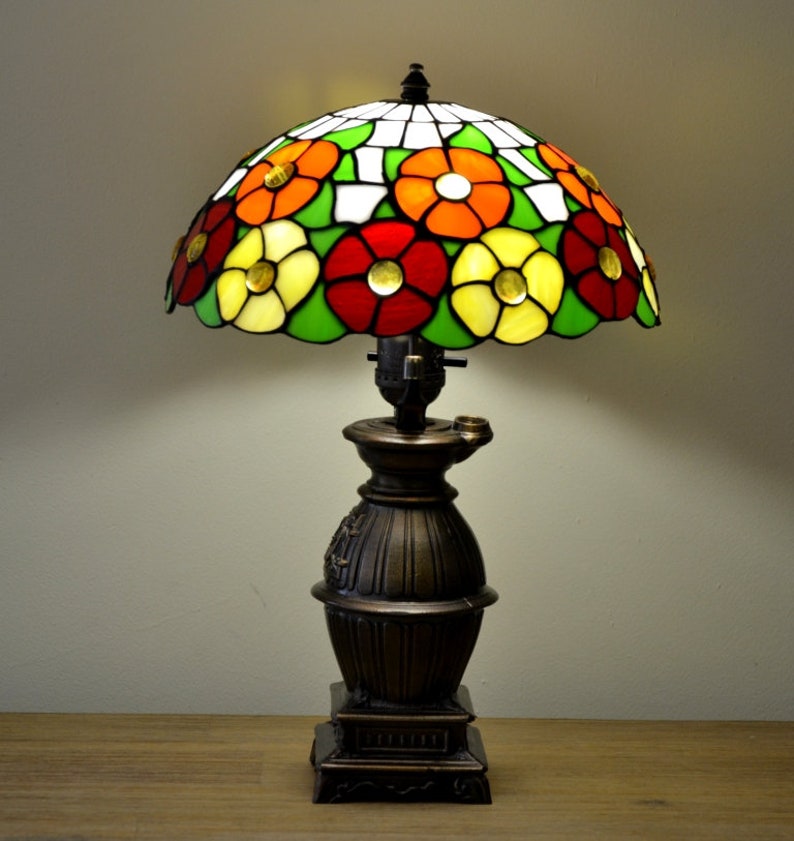 Spring Table Lamp / Easter Stained Glass Lamp / Spring Bouquet in ...