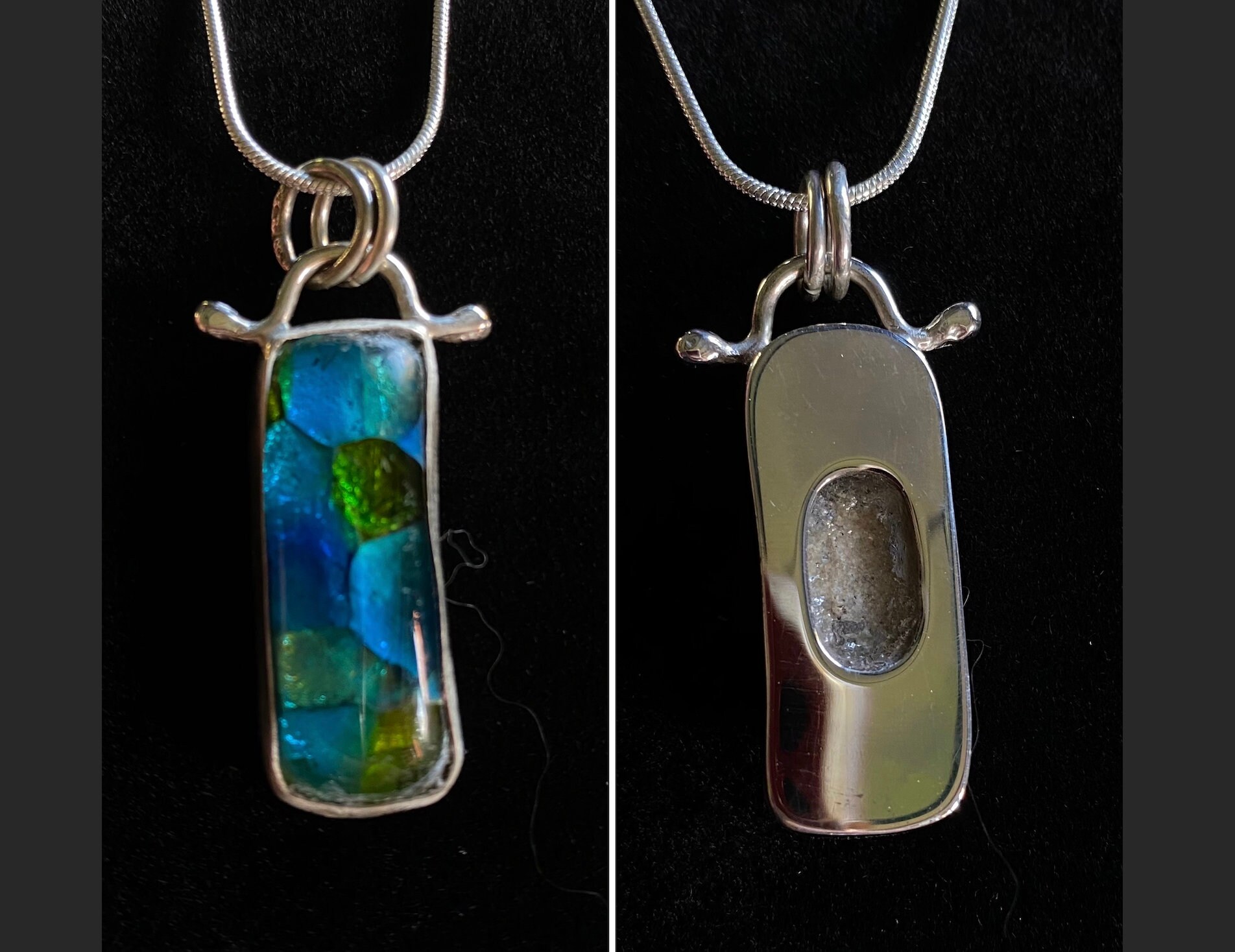 Memorial Glass and Silver Pendant Containing the Ashes of a - Etsy UK