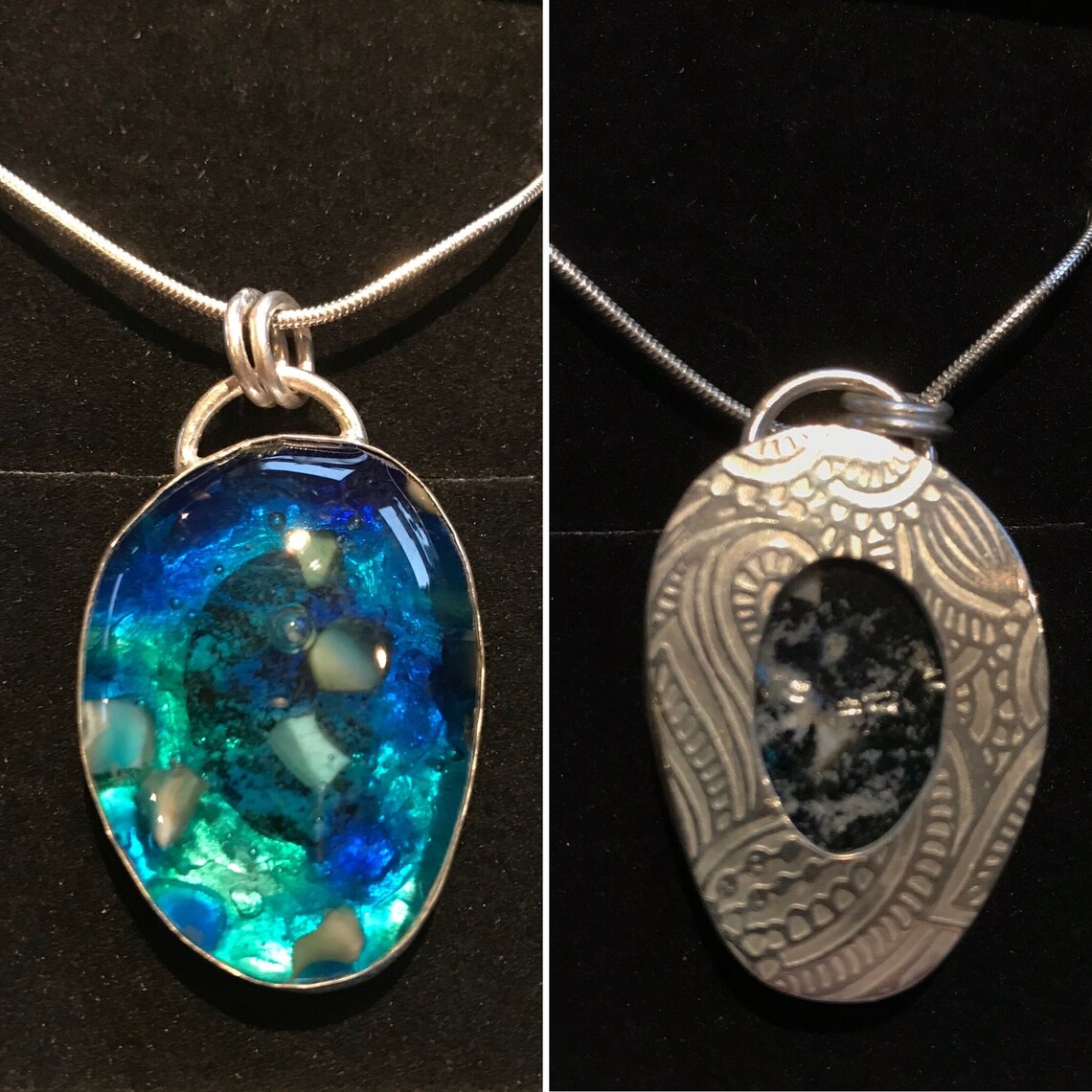 Memorial Glass and Silver Pendant Containing the Ashes of a - Etsy UK