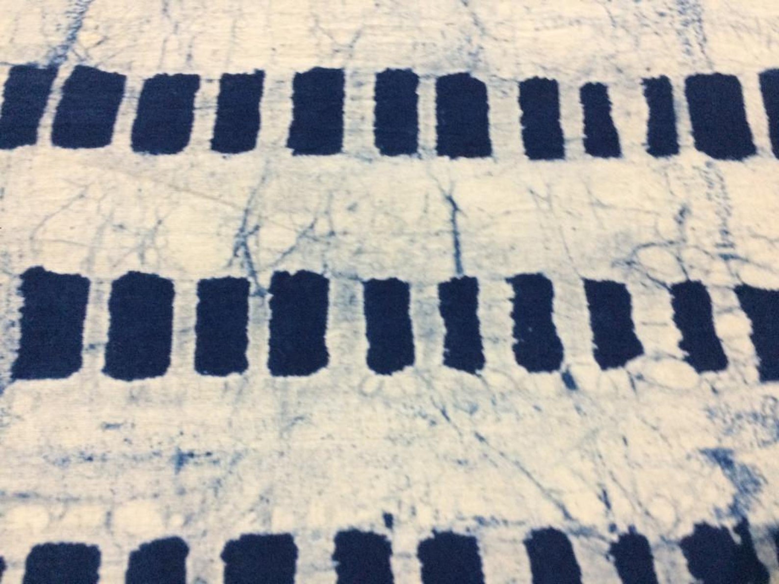 Blue Brick Pattern Dabu Mud Resist Hand Block Batik Floral Print Cotton ...