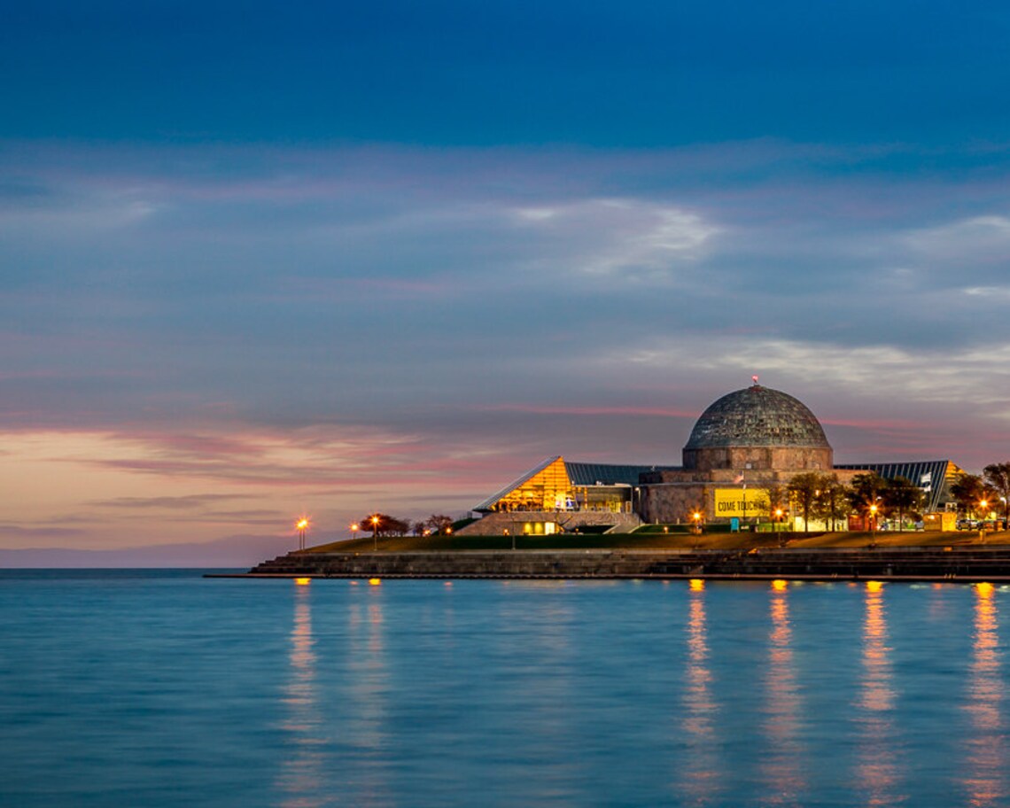 Chicago Adler Planetarium Lake Michigan Sunset Art Photography Print ...