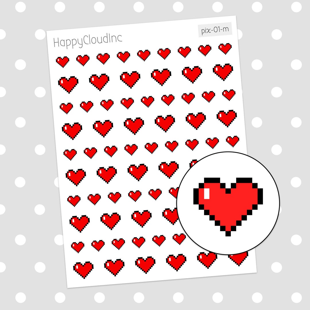 Pixel Red Heart | Planner Stickers | Gaming Stickers - Etsy Australia