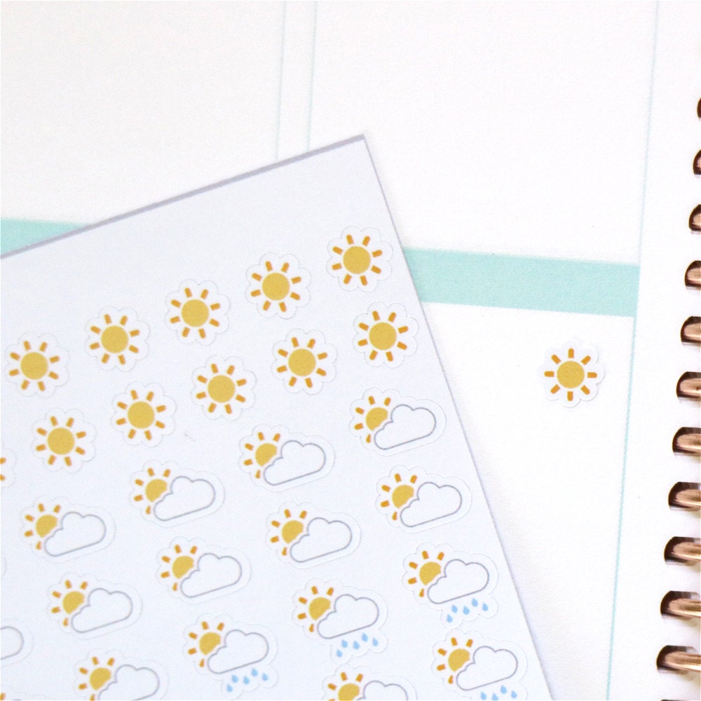 Paper Stickers 135 stickers Cute Mini Weather Tracking Planner Stickers ...