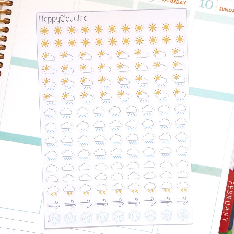 Cute Mini Weather Tracking Planner Stickers Icon Diary - Etsy Australia