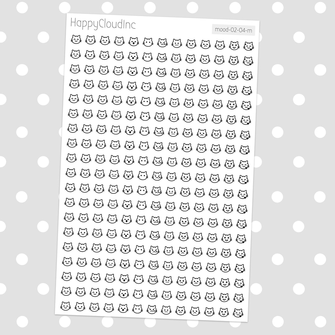 Mini Cat Mood Tracker Stickers - Planner Stickers (1 Sheet) - Etsy