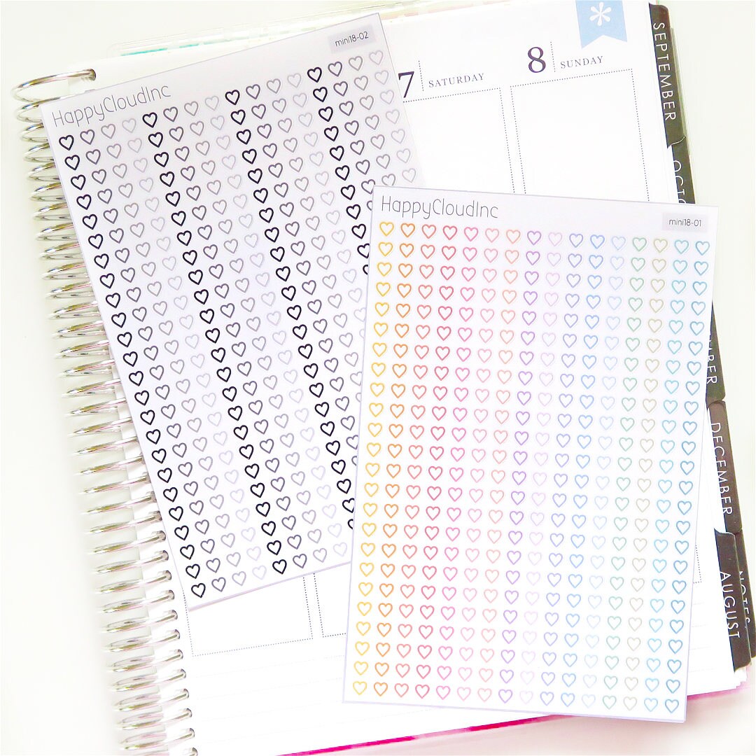 Mini Checkbox Heart Stickers - Planner Stickers - Etsy