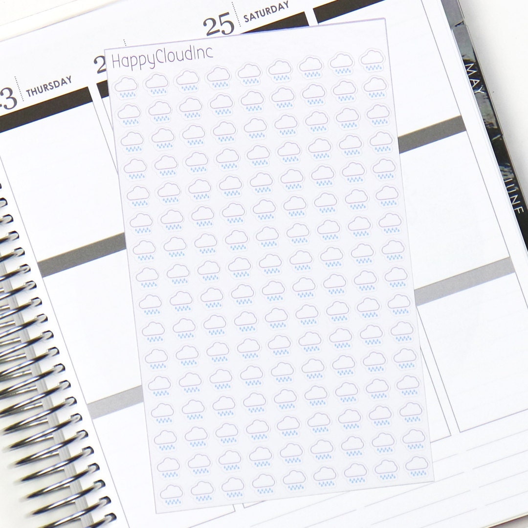 Rainy / Rain Weather Tracking Planner Stickers Glossy 144 | Etsy