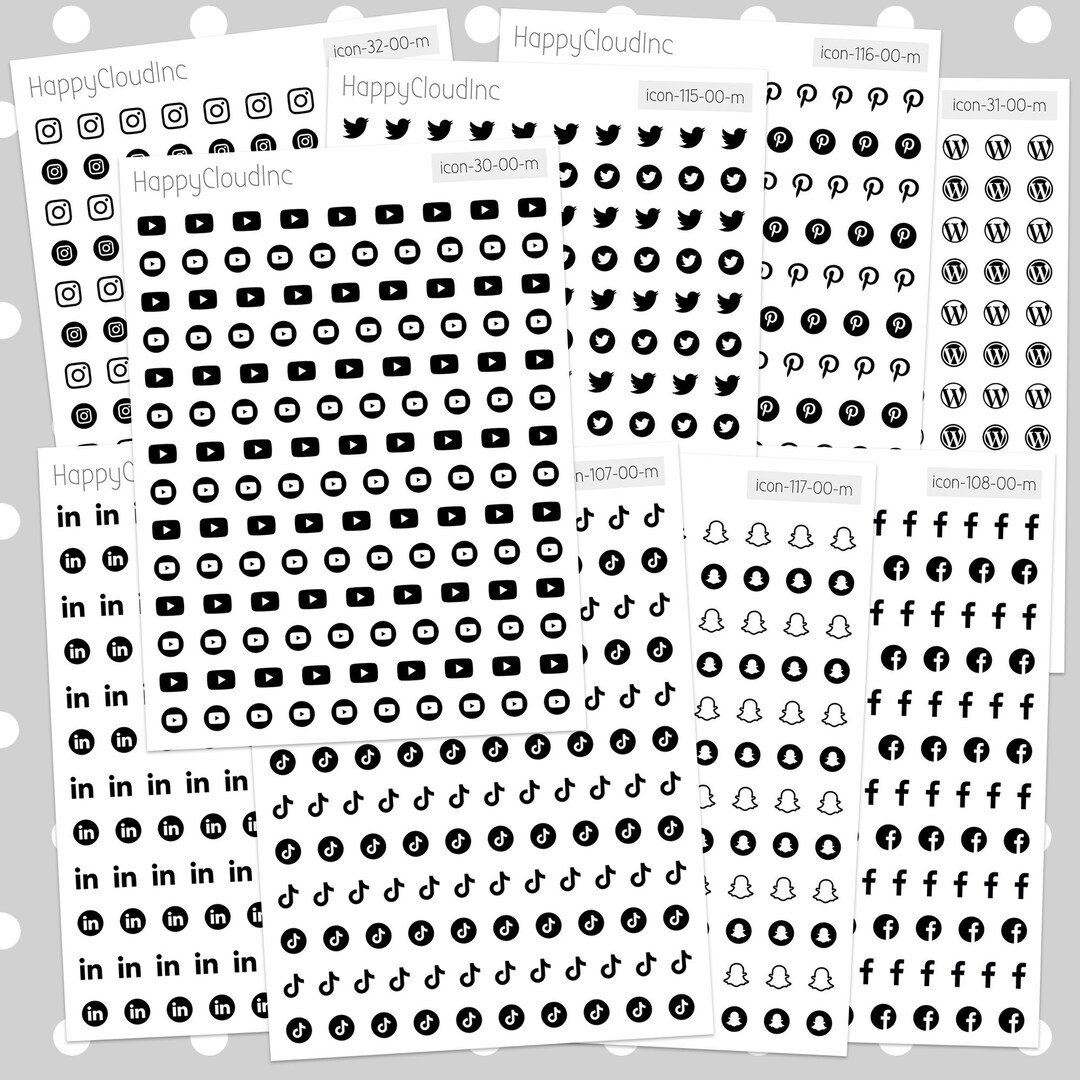 Tiny Social Media Icon Planner Stickers - Etsy