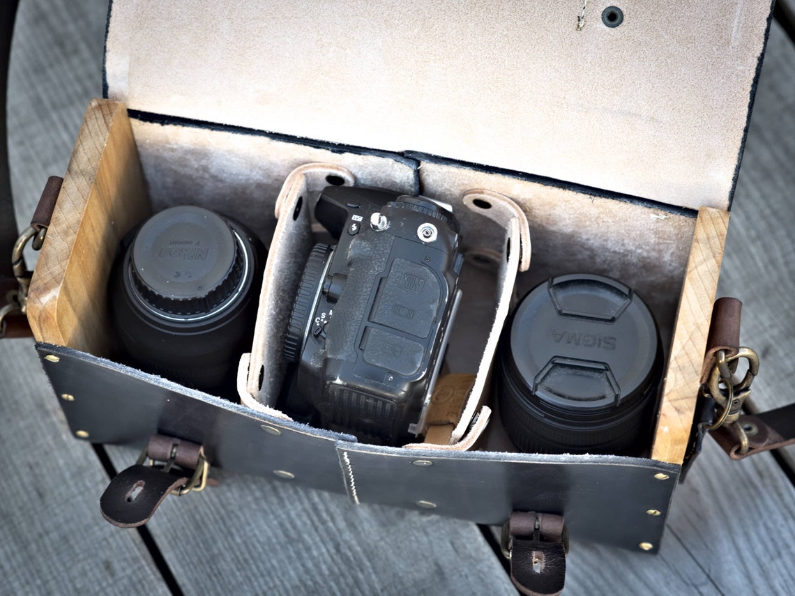 Leather and Wood Camera Bag. Leather Bag for Digital Refex and - Etsy UK