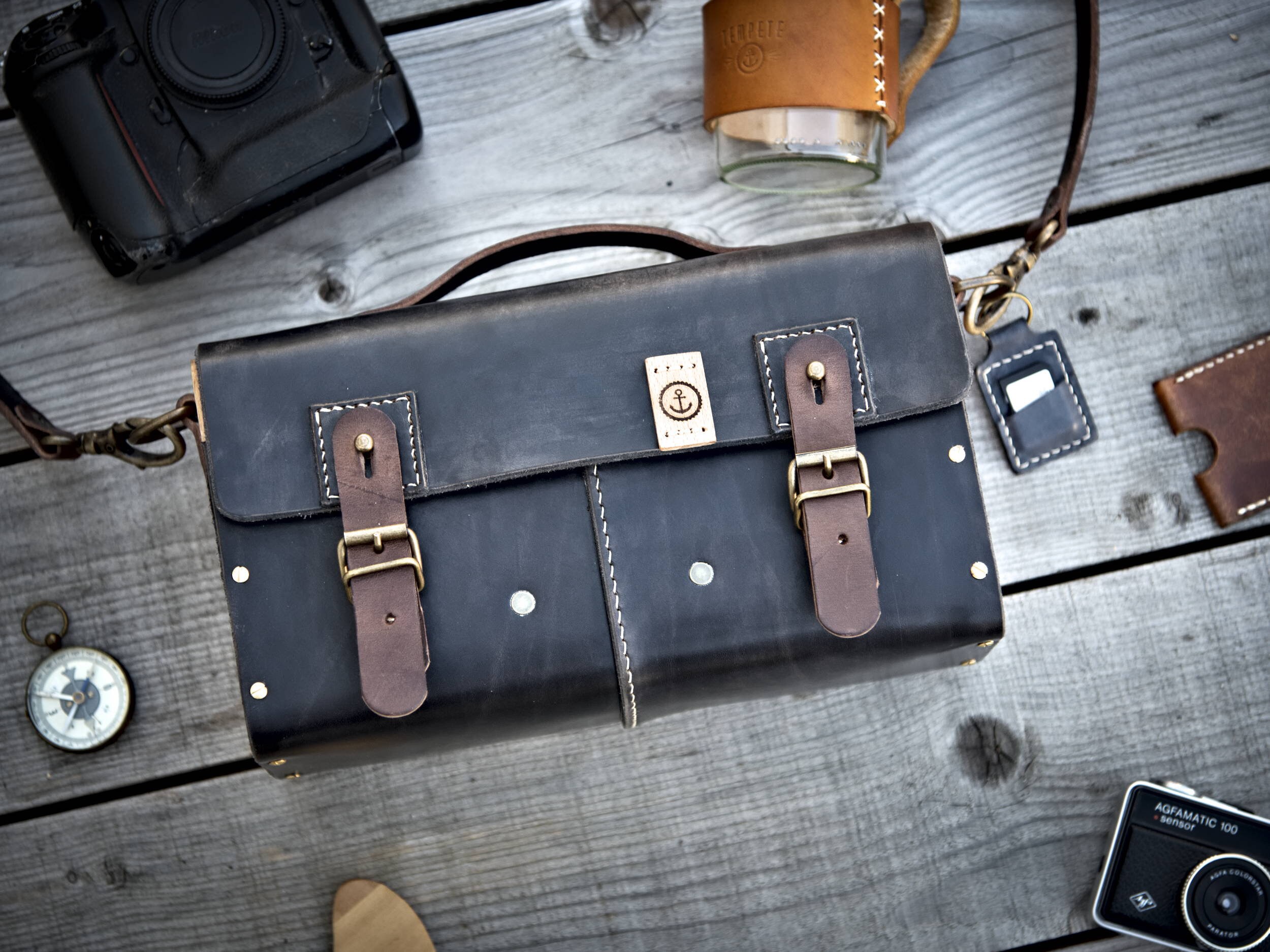 Leather and Wood Camera Bag. Leather Bag for Digital Refex and | Etsy UK