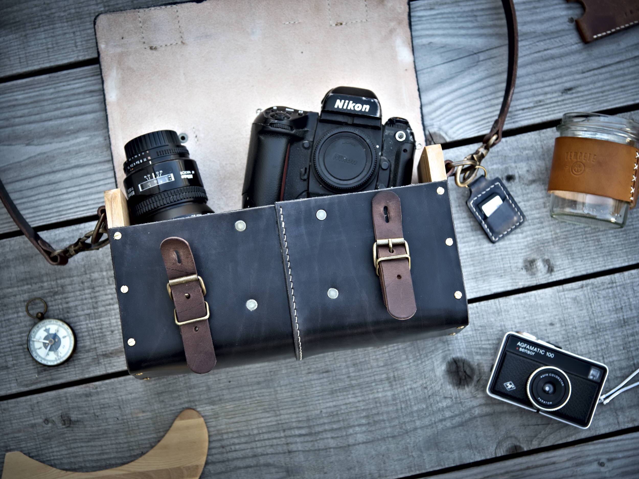 Leather and Wood Camera Bag. Leather Bag for Digital Refex and - Etsy UK