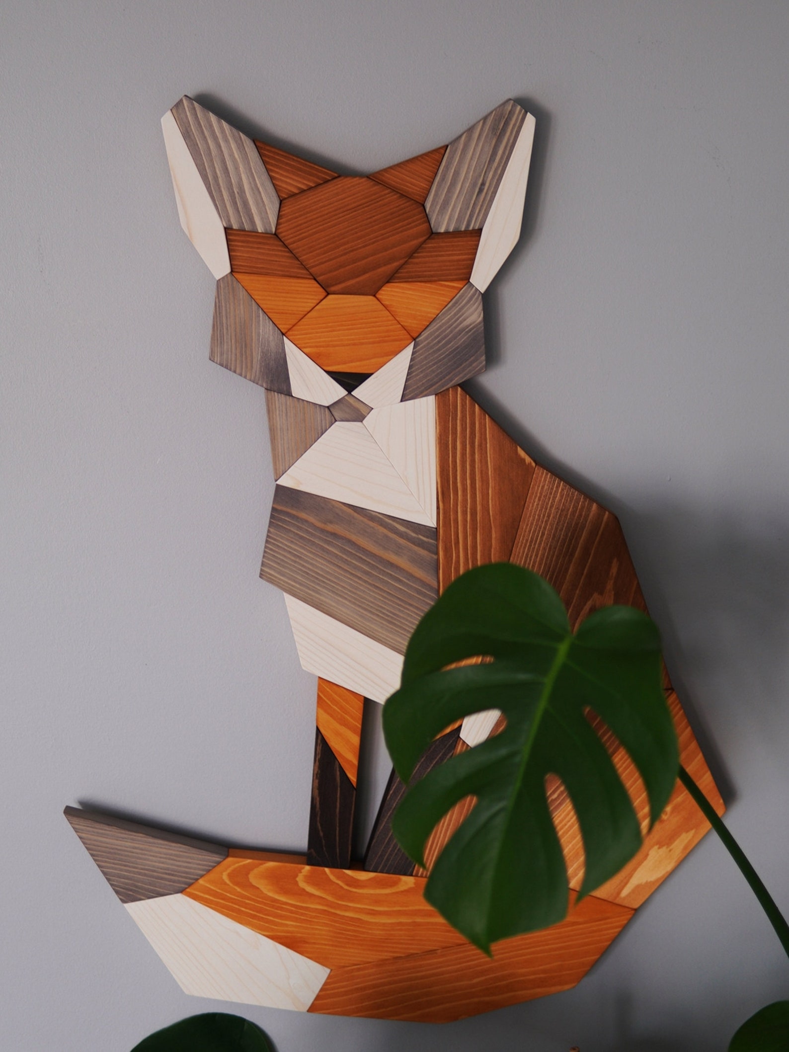 Wooden Fox Wall Decor Geometric Sculpture Diy - Etsy