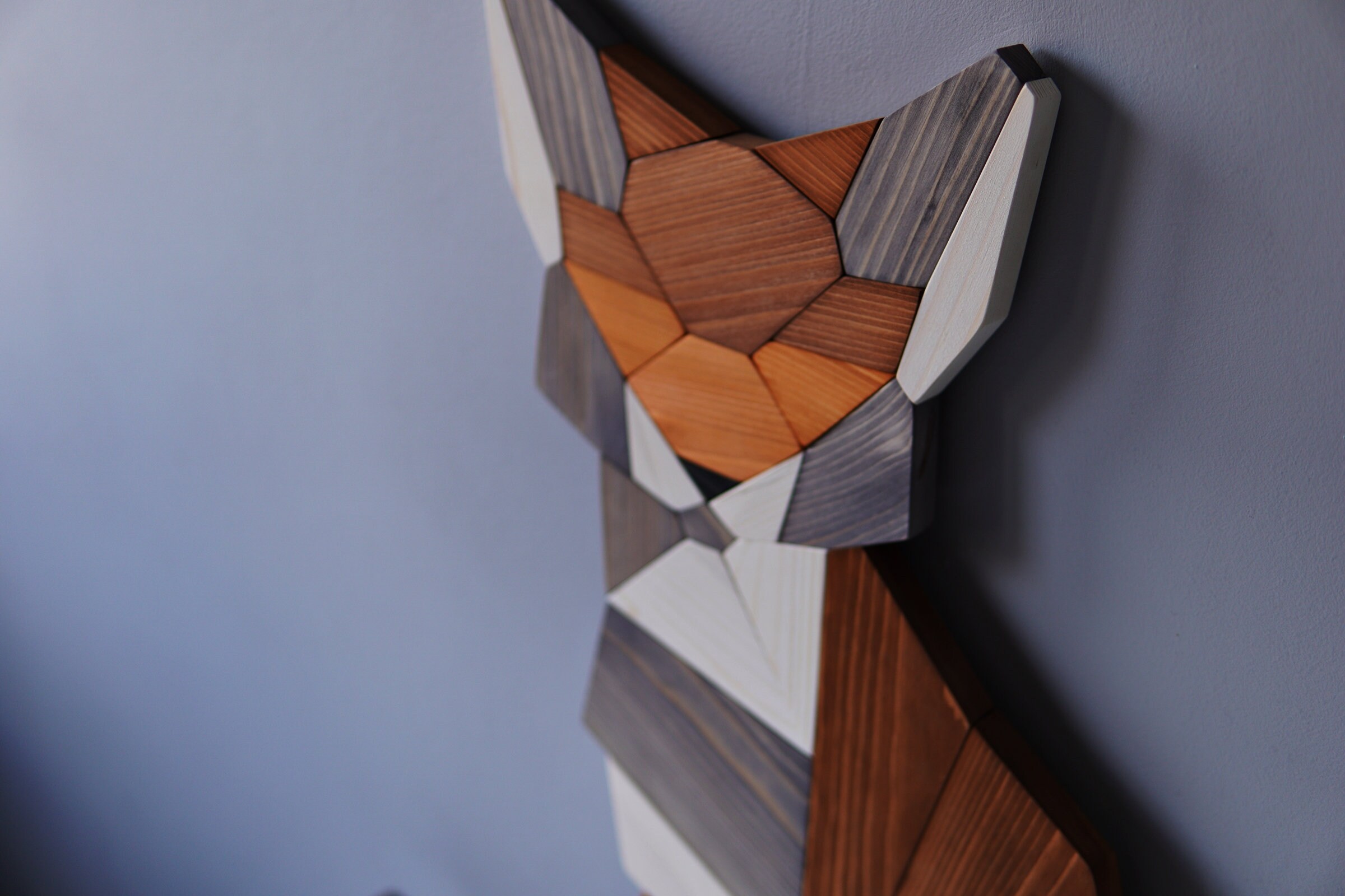Wooden Fox Wall Decor Geometric Sculpture Diy - Etsy