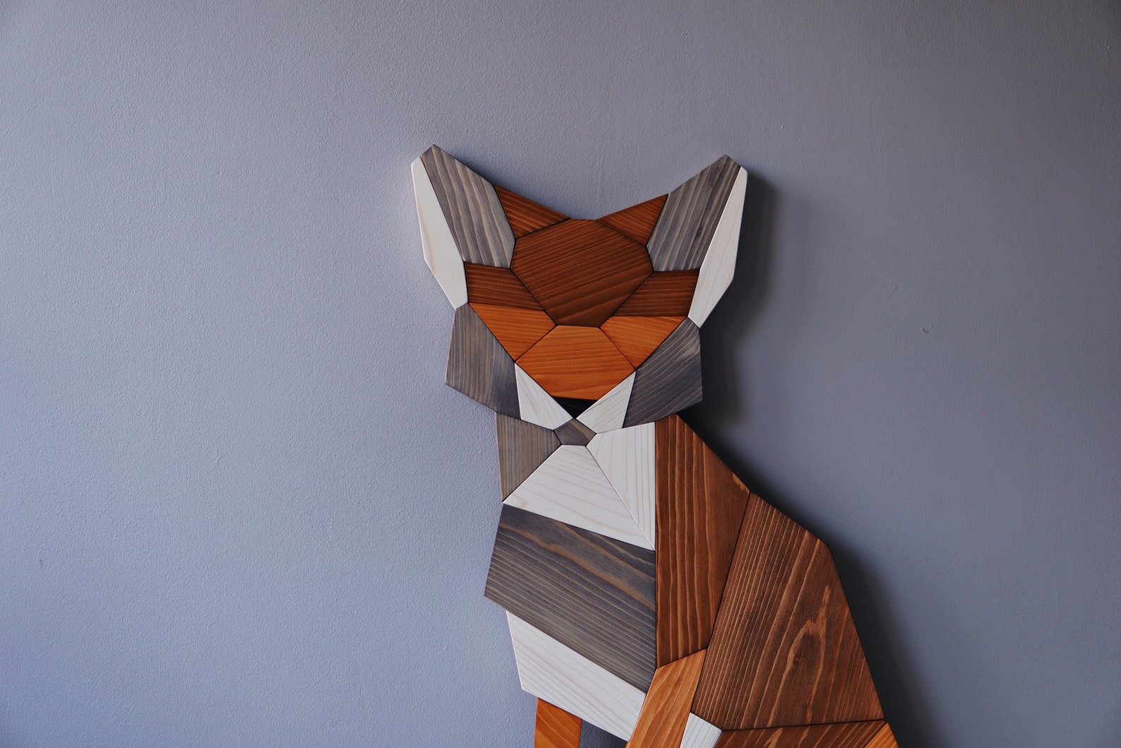 Wooden Fox Wall Decor Geometric Sculpture Diy - Etsy