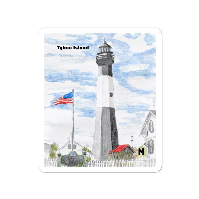 Sticker - Tybee Island Lighthouse in Watercolor - Etsy