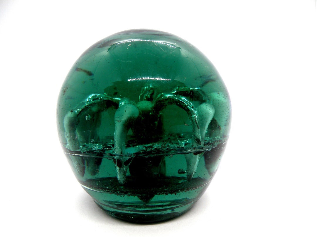Vintage Green Paperweight, Emerald Glass Press for Paper, Vintage Table ...