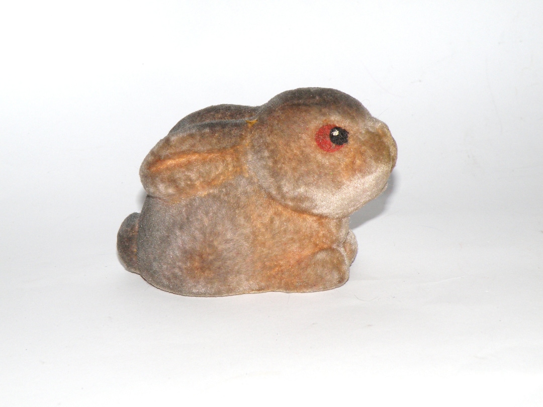 Vintage Rabbit Toy, Retro Brown Bunny Toy, Old Decorative Flocked Toy ...