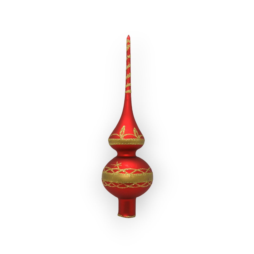 Vintage Red Tree Topper 10 1/2 Tall, Christmas Tree Top Red With Golden ...