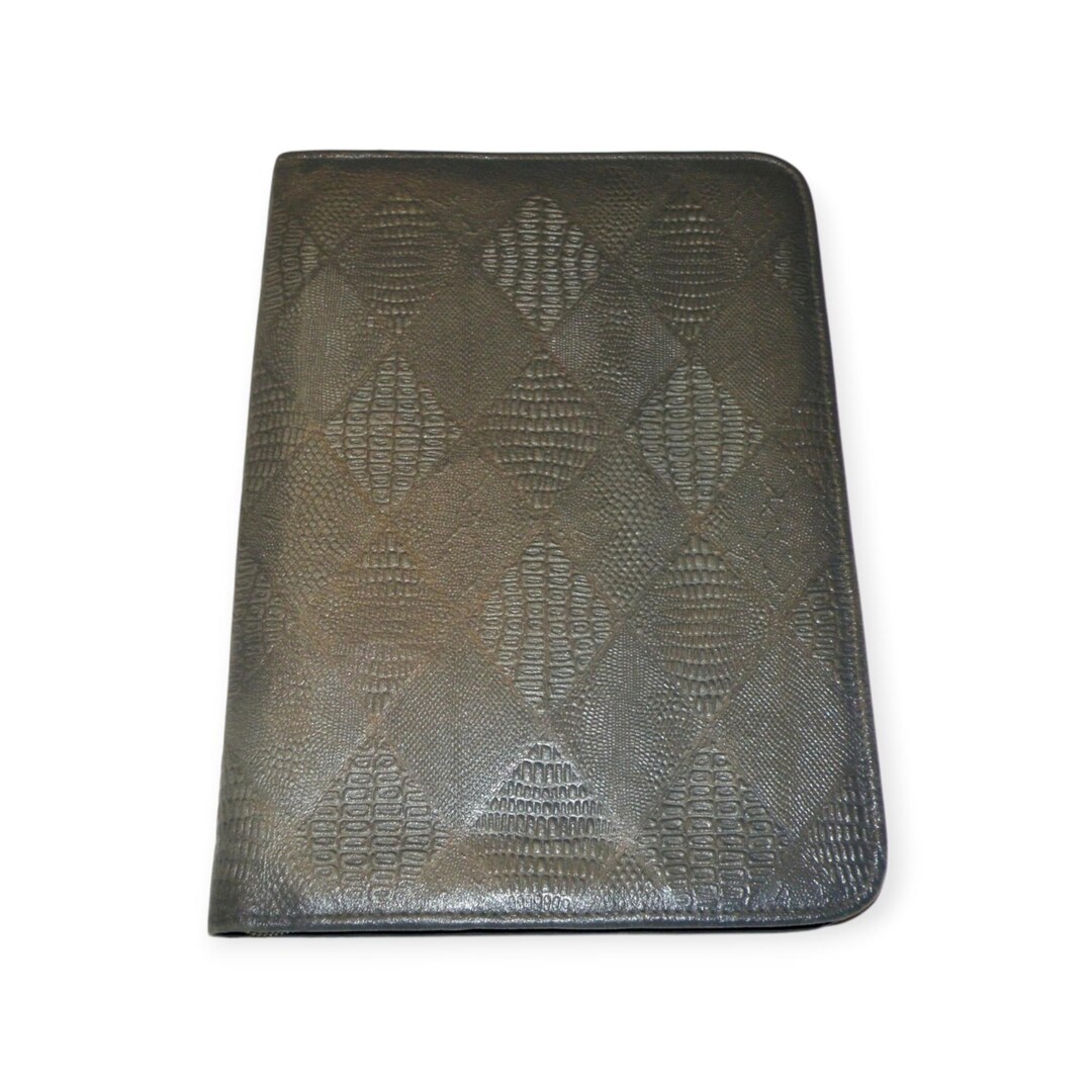 Vintage Grey Leather Folder for Documents A4 Size, Soviet Embossed ...